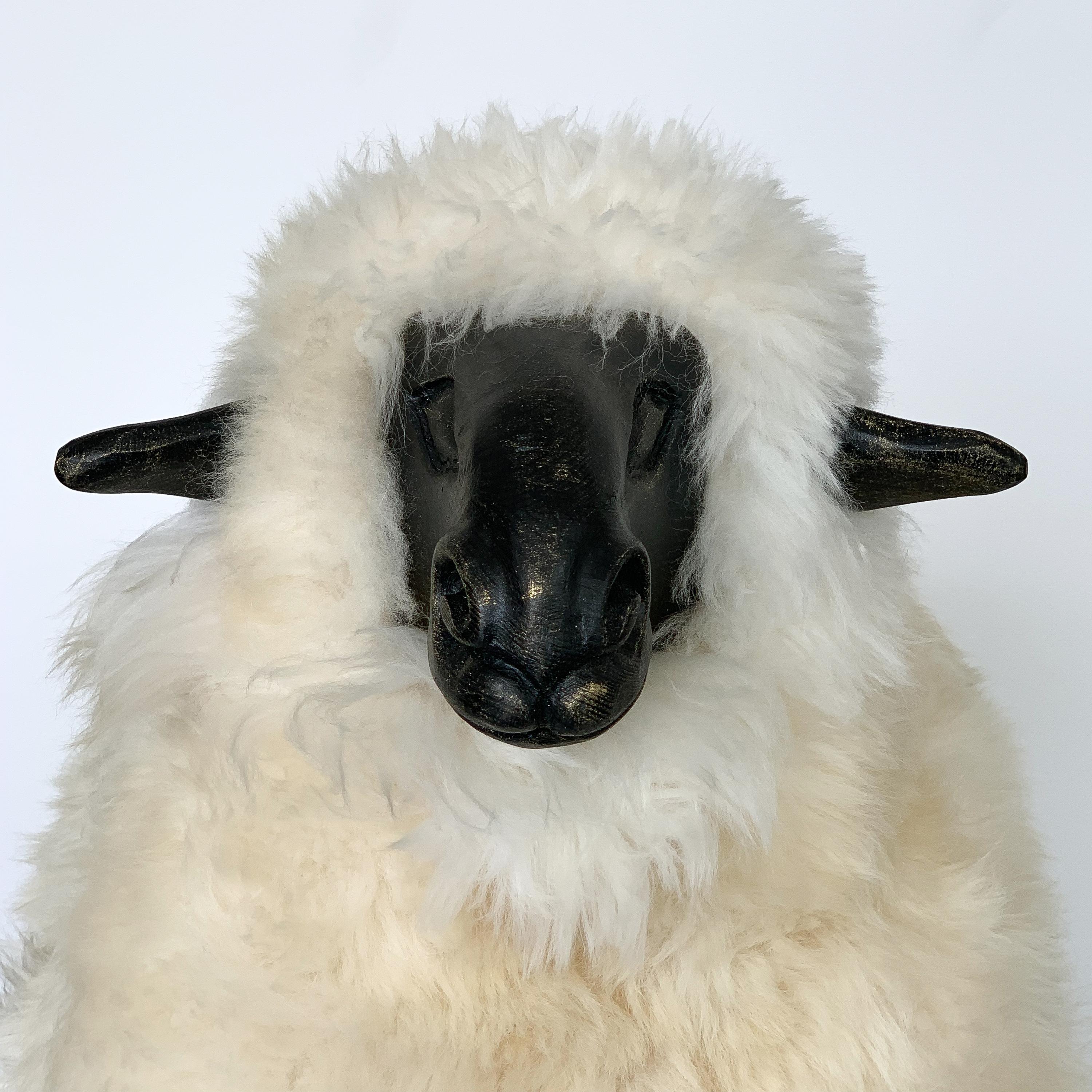 Carved Wooden Sheep in Natural Sheepskin For Sale at 1stDibs ...