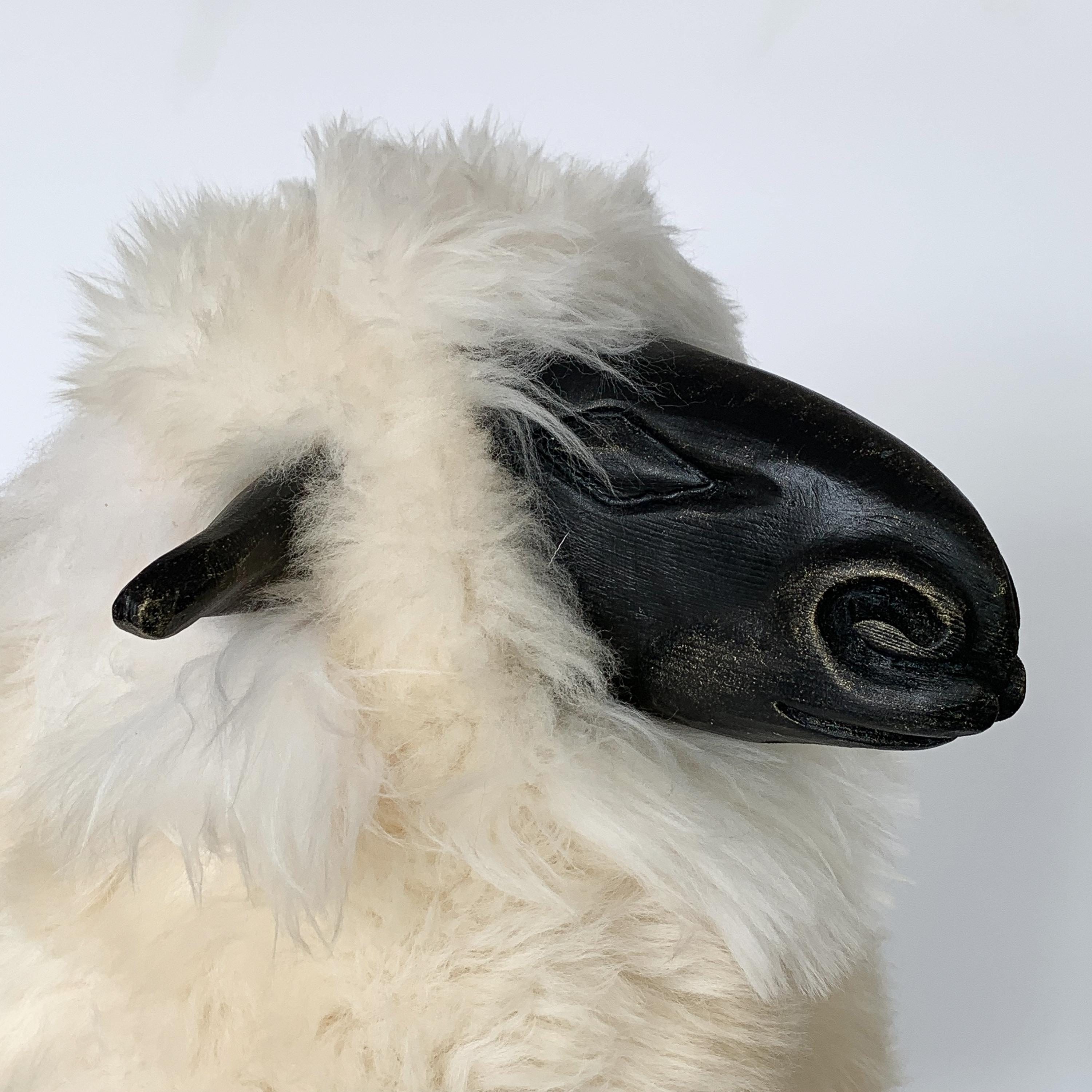 Carved Wooden Sheep in Natural Sheepskin For Sale at 1stDibs ...