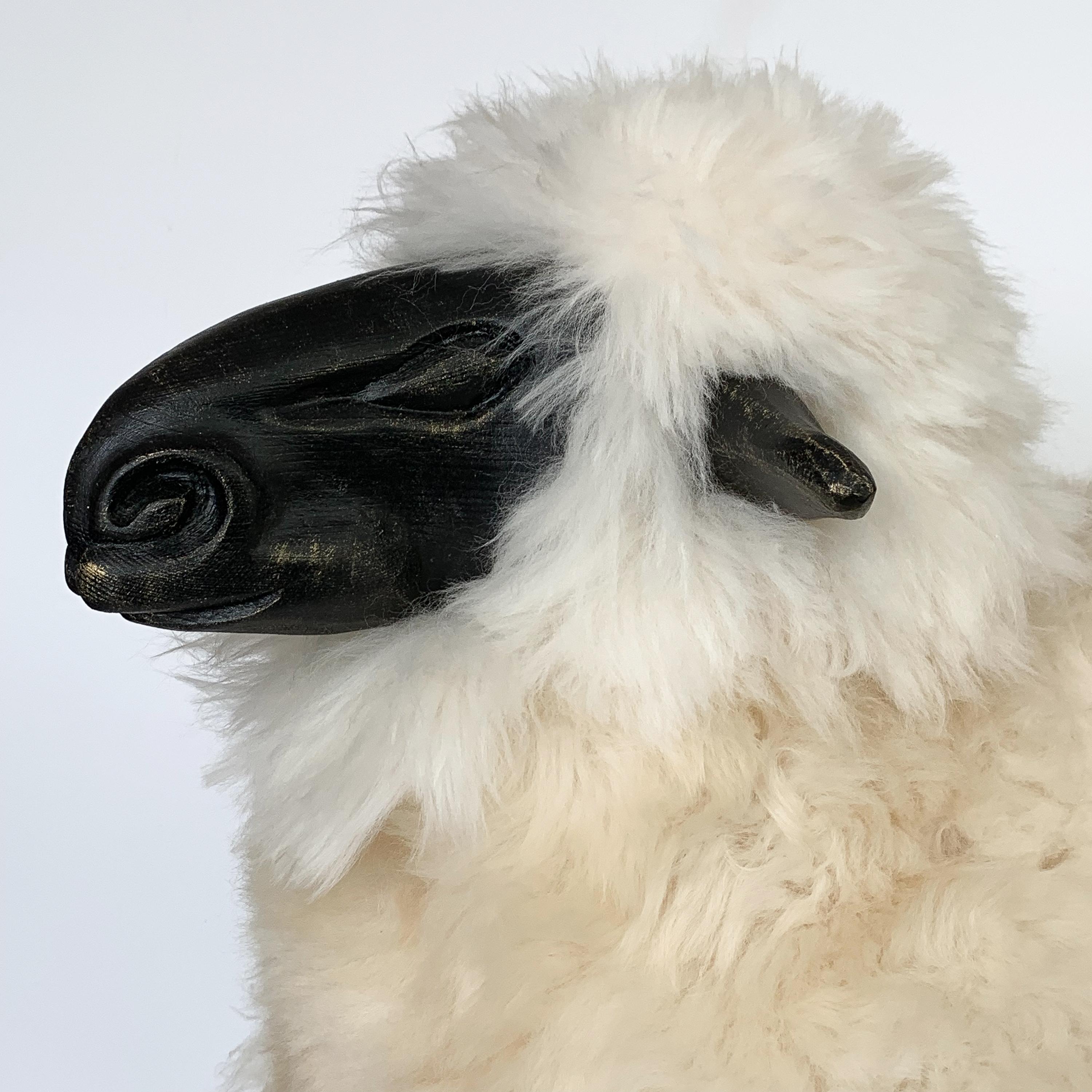 Carved Wooden Sheep in Natural Sheepskin For Sale at 1stDibs ...