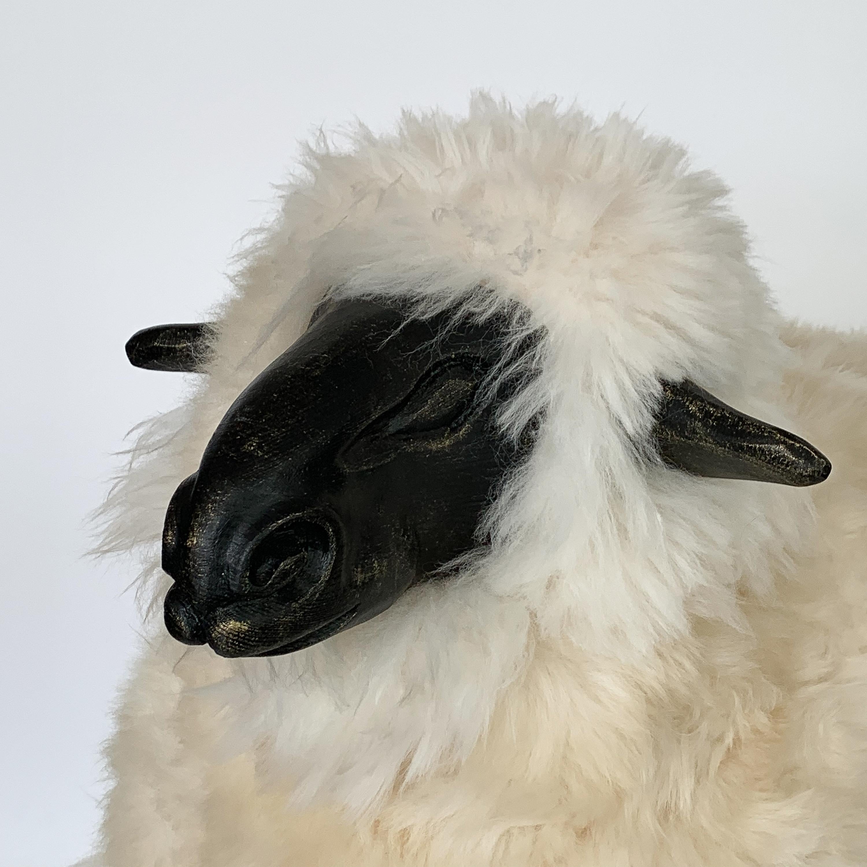 Carved Wooden Sheep in Natural Sheepskin For Sale at 1stDibs ...