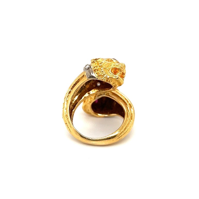 Lalaounis 18 Karat Gold Ruby and Diamond Two-Headed Chimera Ring For ...