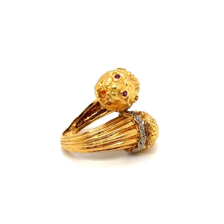 Lalaounis 18 Karat Gold Ruby and Diamond Two-Headed Chimera Ring For ...