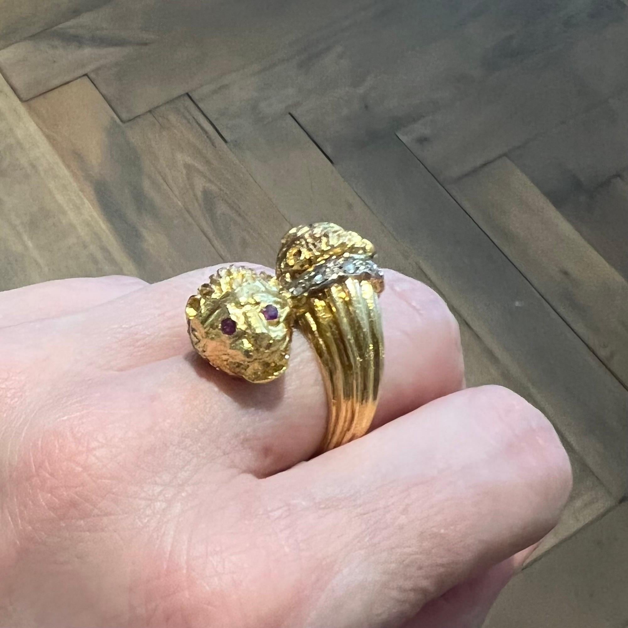 Lalaounis 18 Karat Gold Ruby and Diamond Two-Headed Chimera Ring For ...