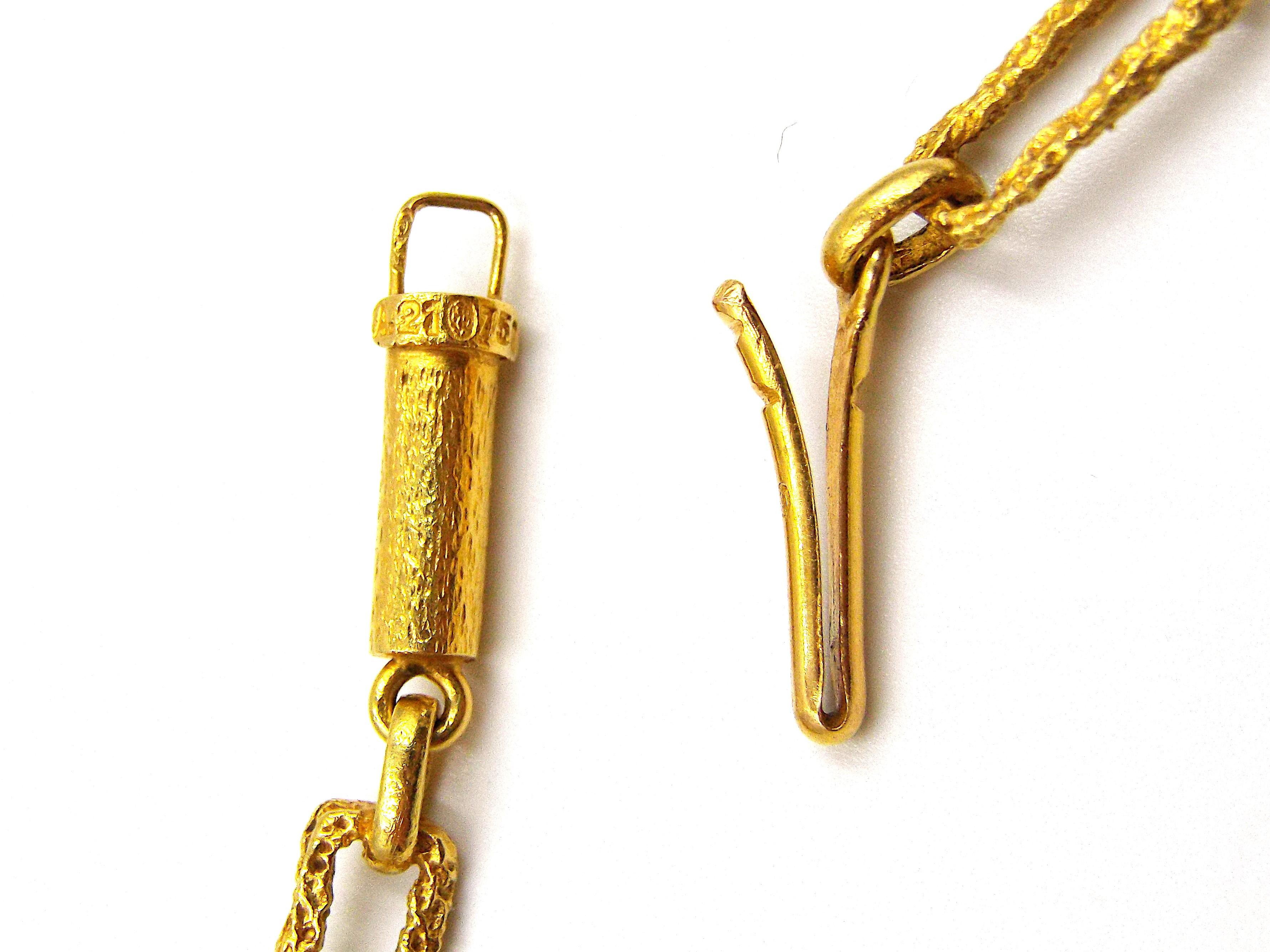 Lalaounis 18K Gold Long Chain with Zolotas Ram's Head 18K Gold Ruby ...