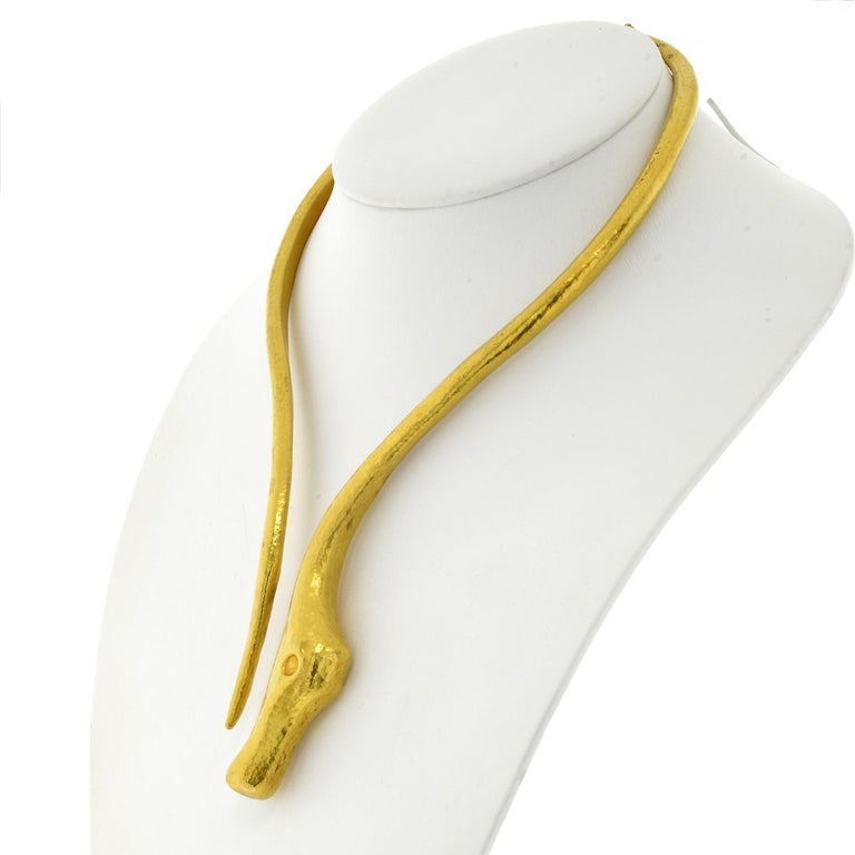Lalaounis 18K Yellow Gold Textured Collar Torque Necklace at 1stDibs