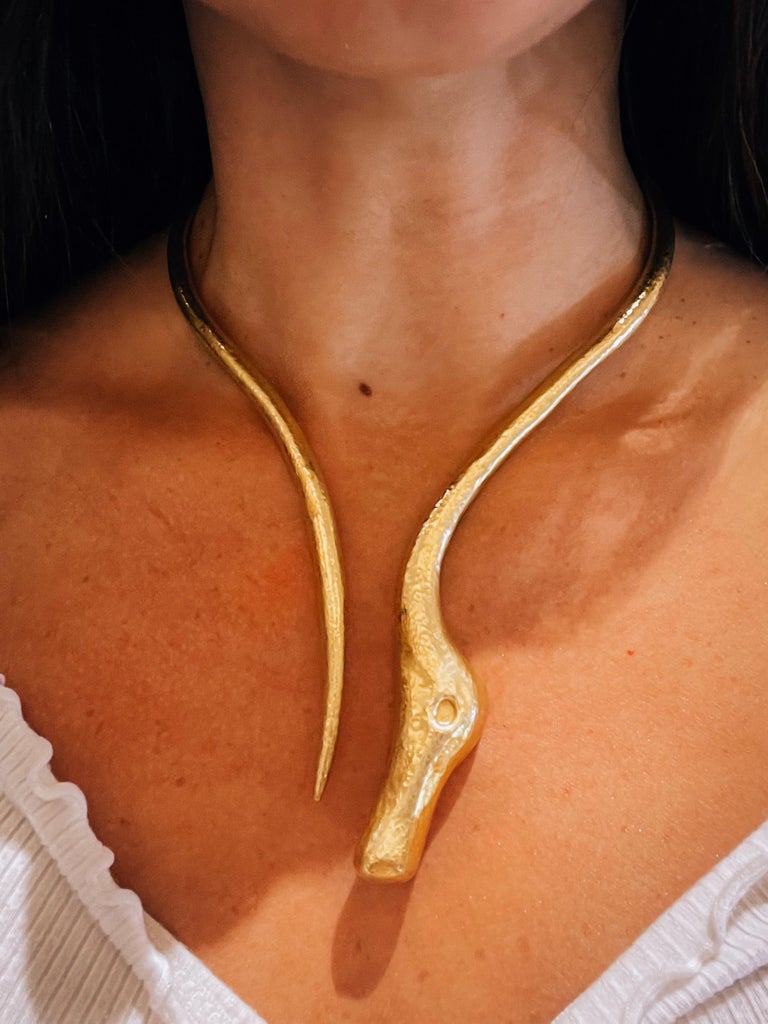 Lalaounis 18K Yellow Gold Textured Collar Torque Necklace at 1stDibs