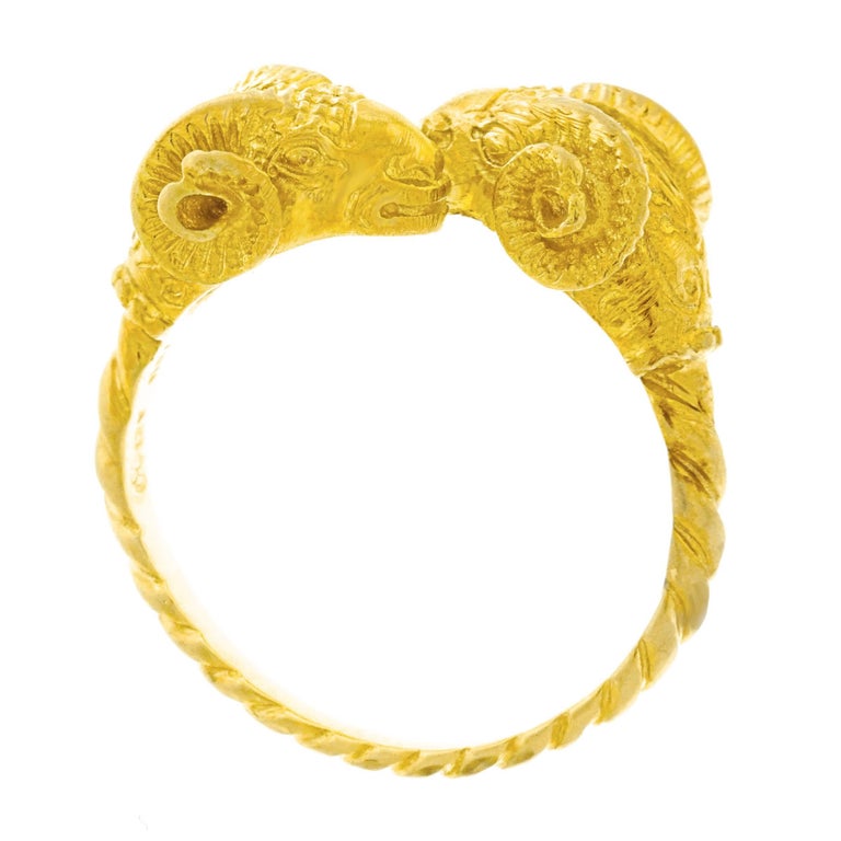 Lalaounis 1960s Ram’s Head Gold Ring at 1stDibs