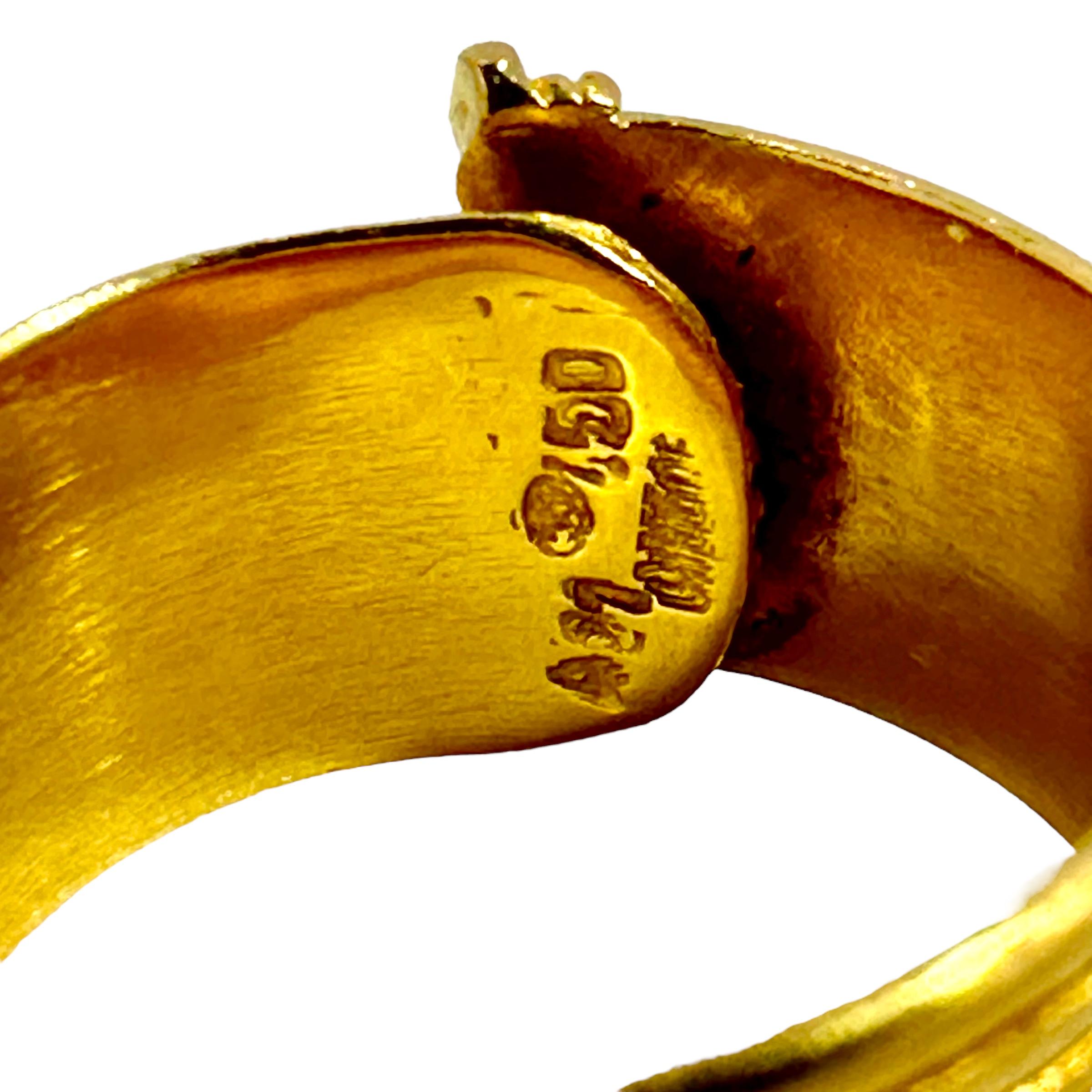 Lalaounis Ancient Greek Motif, Ribbed, 18K Yellow Gold Band Ring 3/8 ...