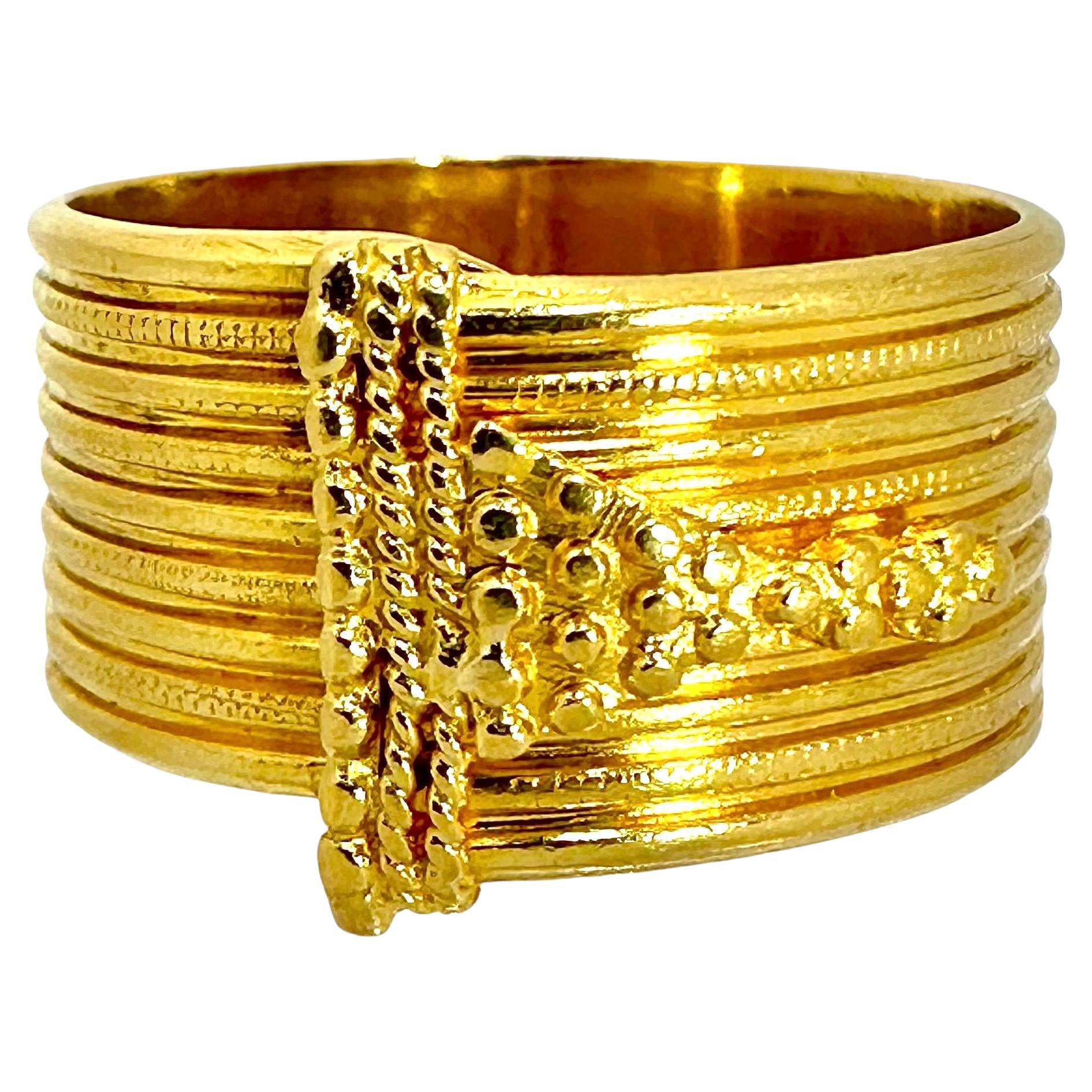 Lalaounis Ancient Greek Motif, Ribbed, 18K Yellow Gold Band Ring 3/8 ...