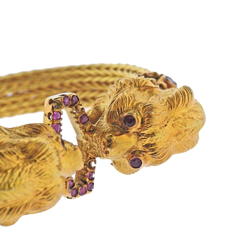 Lalaounis Greece Ruby Diamond Sapphire Chimera Gold Bracelet For Sale ...