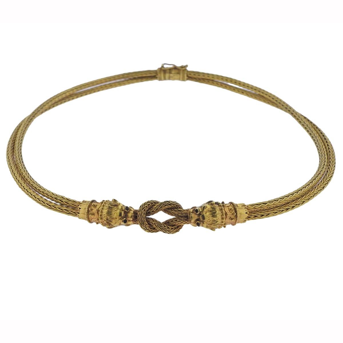 Lalaounis Greece Ruby Gold Hercules Knot Chimera Necklace at 1stDibs ...