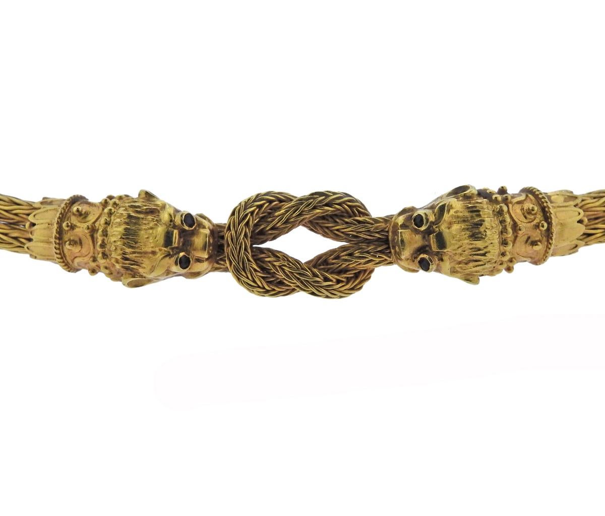 Lalaounis Greece Ruby Gold Hercules Knot Chimera Necklace at 1stDibs ...