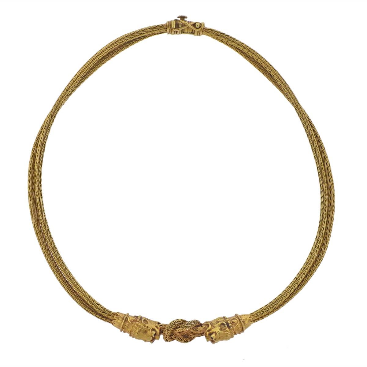 Lalaounis Greece Ruby Gold Hercules Knot Chimera Necklace at 1stDibs ...