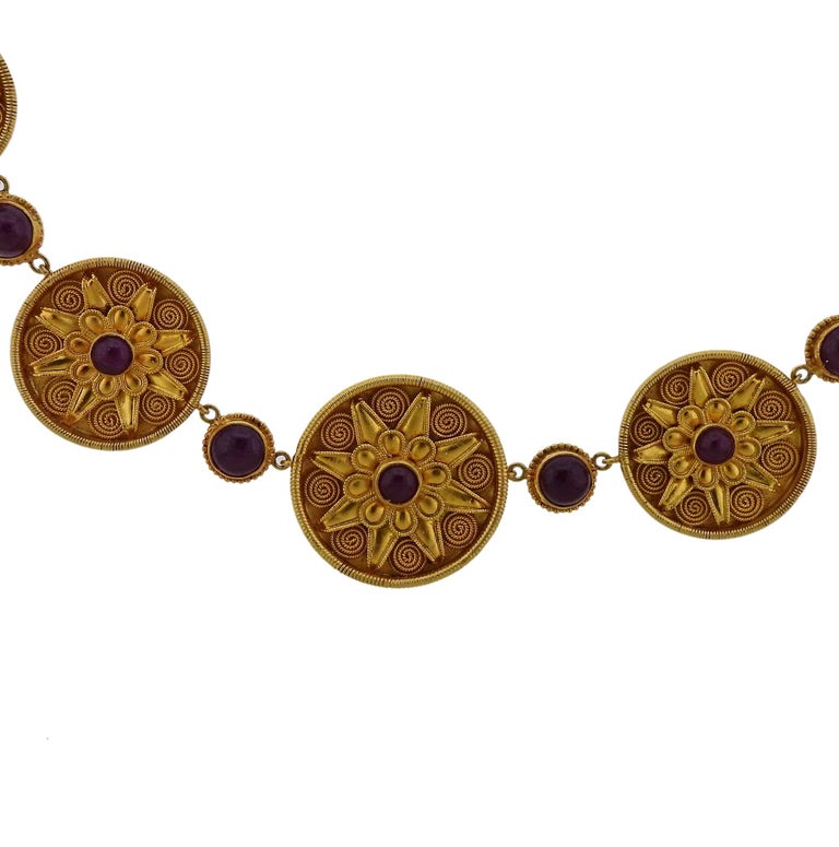 Lalaounis Greece Ruby Gold Necklace at 1stDibs