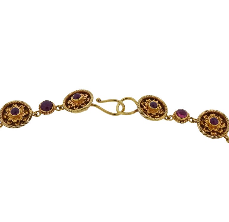 Lalaounis Greece Ruby Gold Necklace at 1stDibs