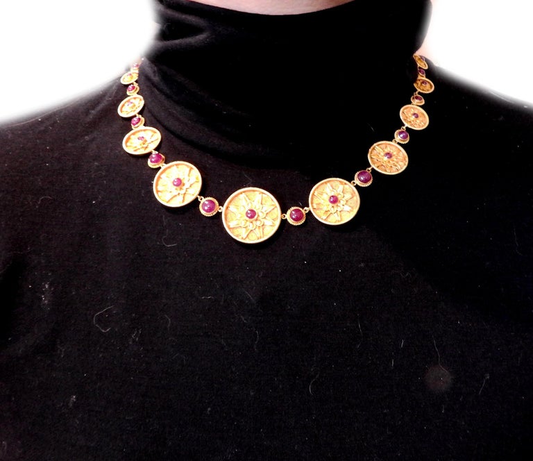 Lalaounis Greece Ruby Gold Necklace at 1stDibs