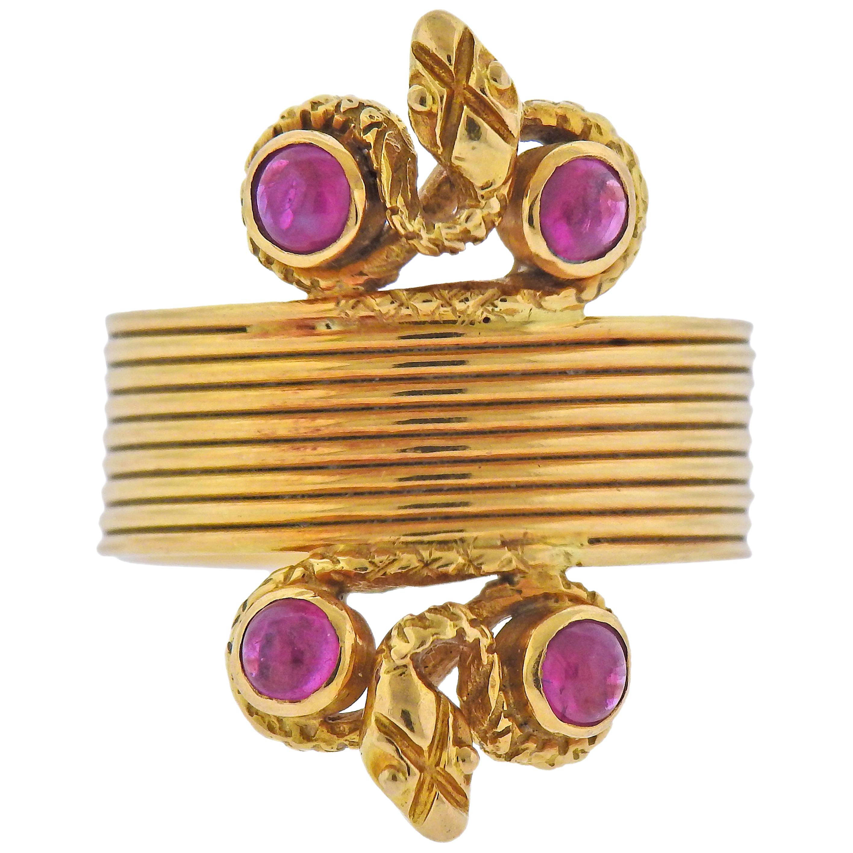Ilias Lalaounis Ruby Gold Capricorn Ring at 1stDibs