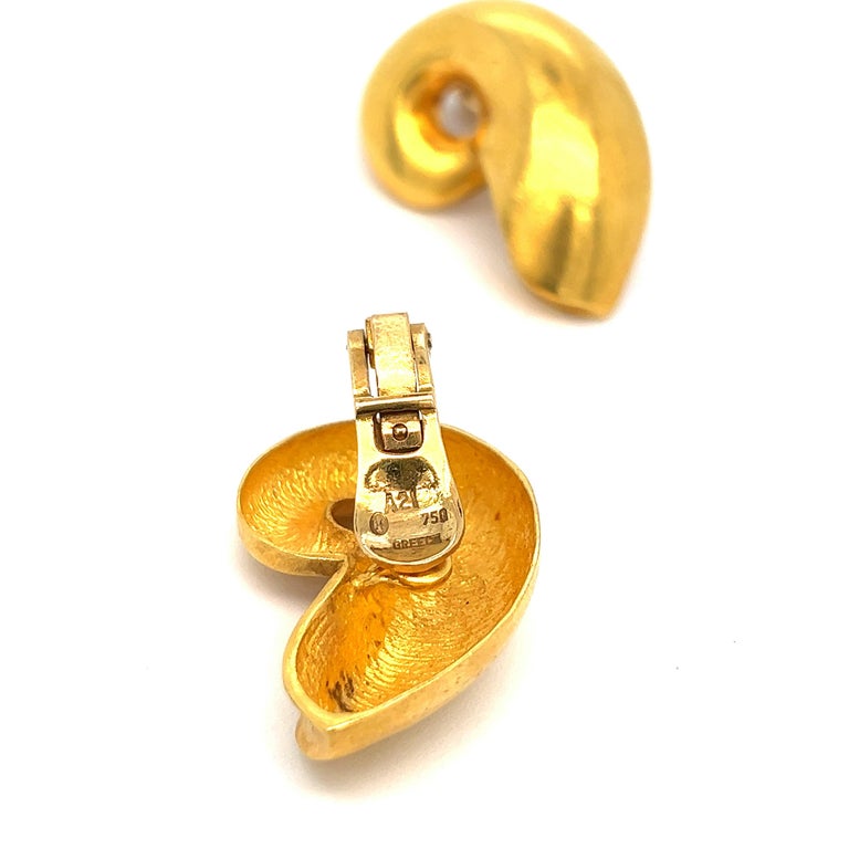 Lalaounis Shell Gold Ear Clips For Sale at 1stDibs