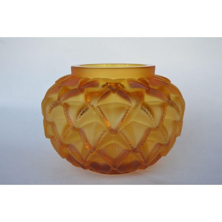 Lalique Amber Crystal Languedoc Vase at 1stDibs