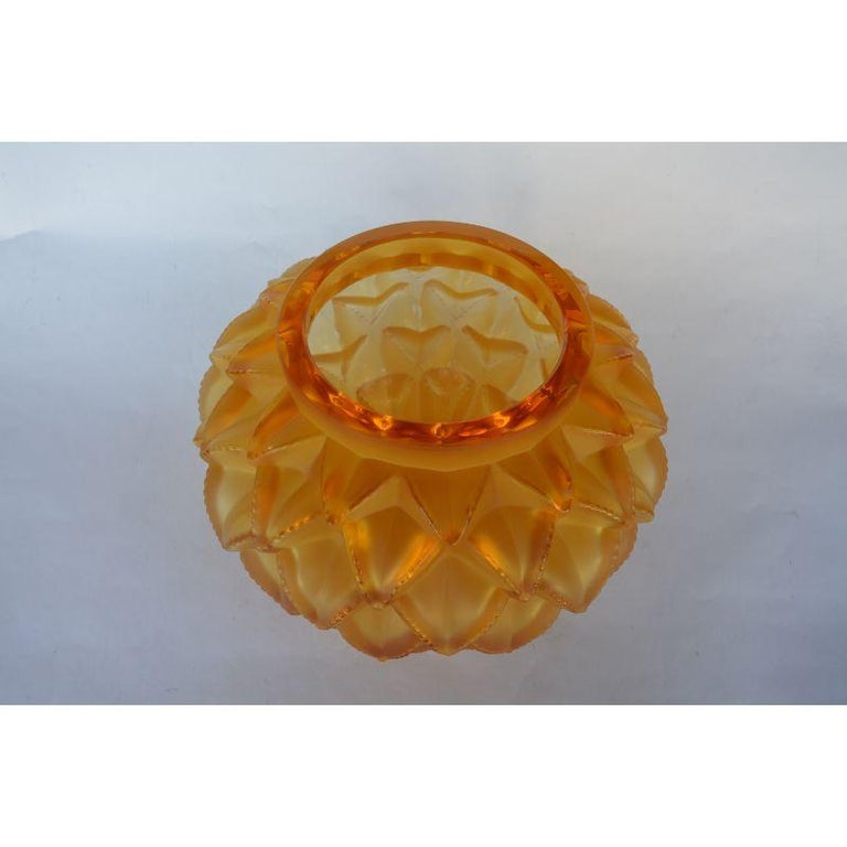 Lalique Amber Crystal Languedoc Vase at 1stDibs