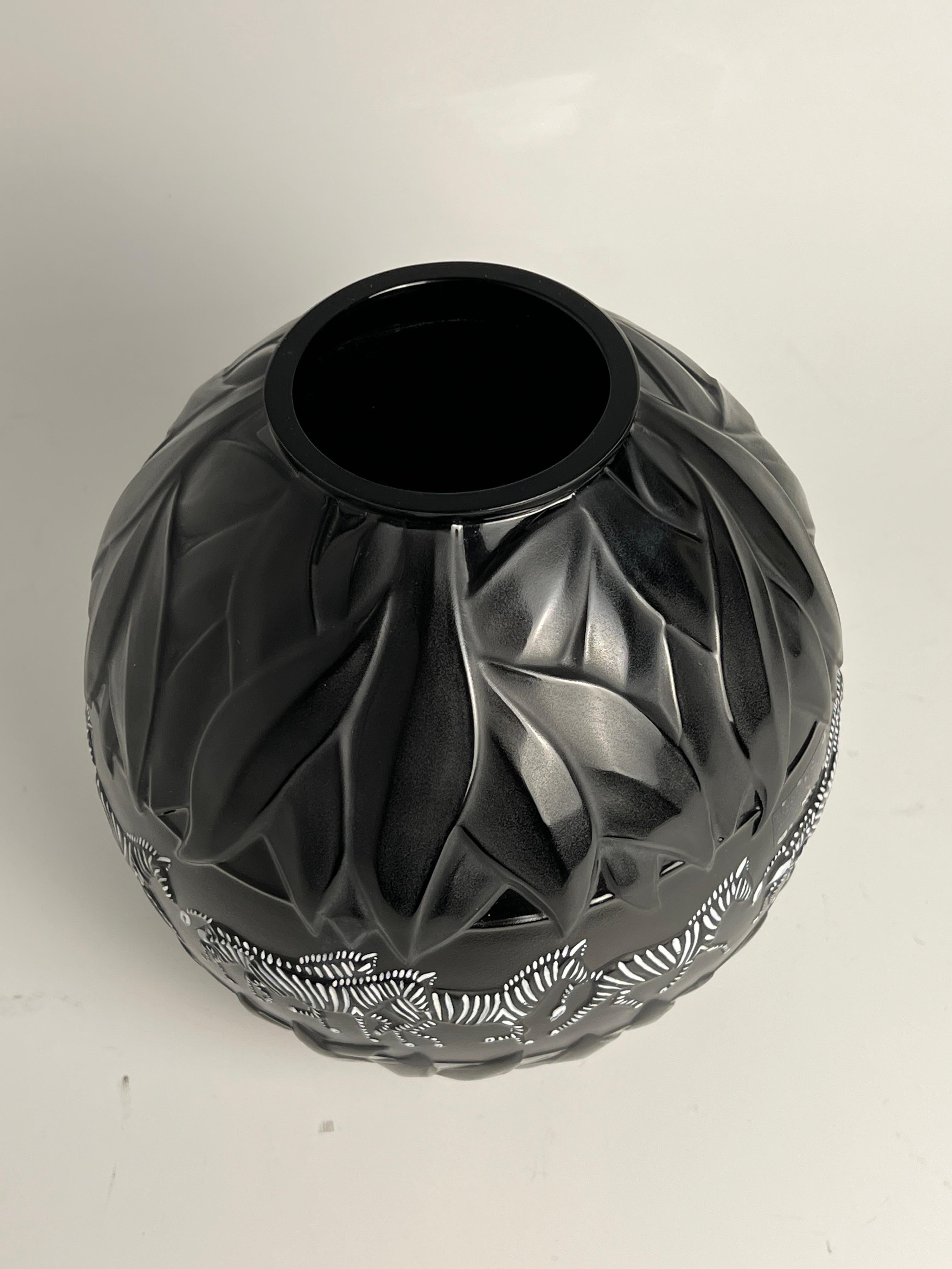 Lalique Black and White Tanzania Zebra Vase at 1stDibs