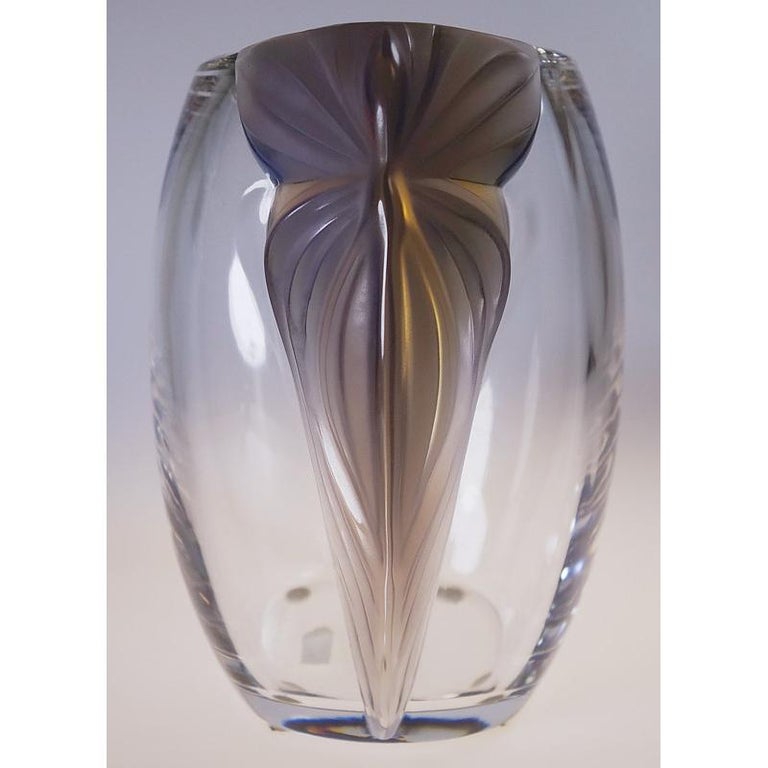 Lalique "Clematites" Polished Clear and Opalescent Crystal Vase France ...