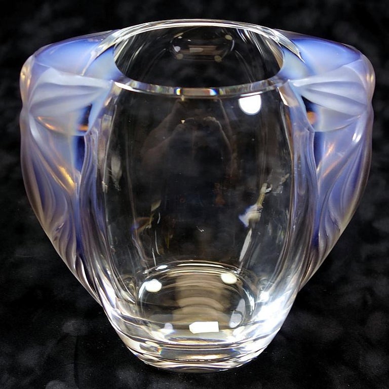 Lalique "Clematites" Polished Clear and Opalescent Crystal Vase France ...