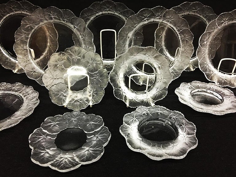Lalique Crystal "Honfleur" Pattern Plates, Set of 12 Pieces at 1stDibs