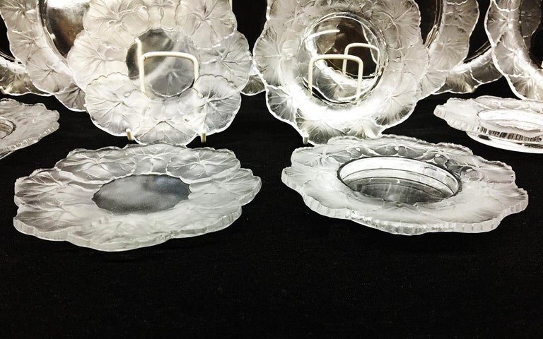 Lalique Crystal "Honfleur" Pattern Plates, Set of 12 Pieces at 1stDibs