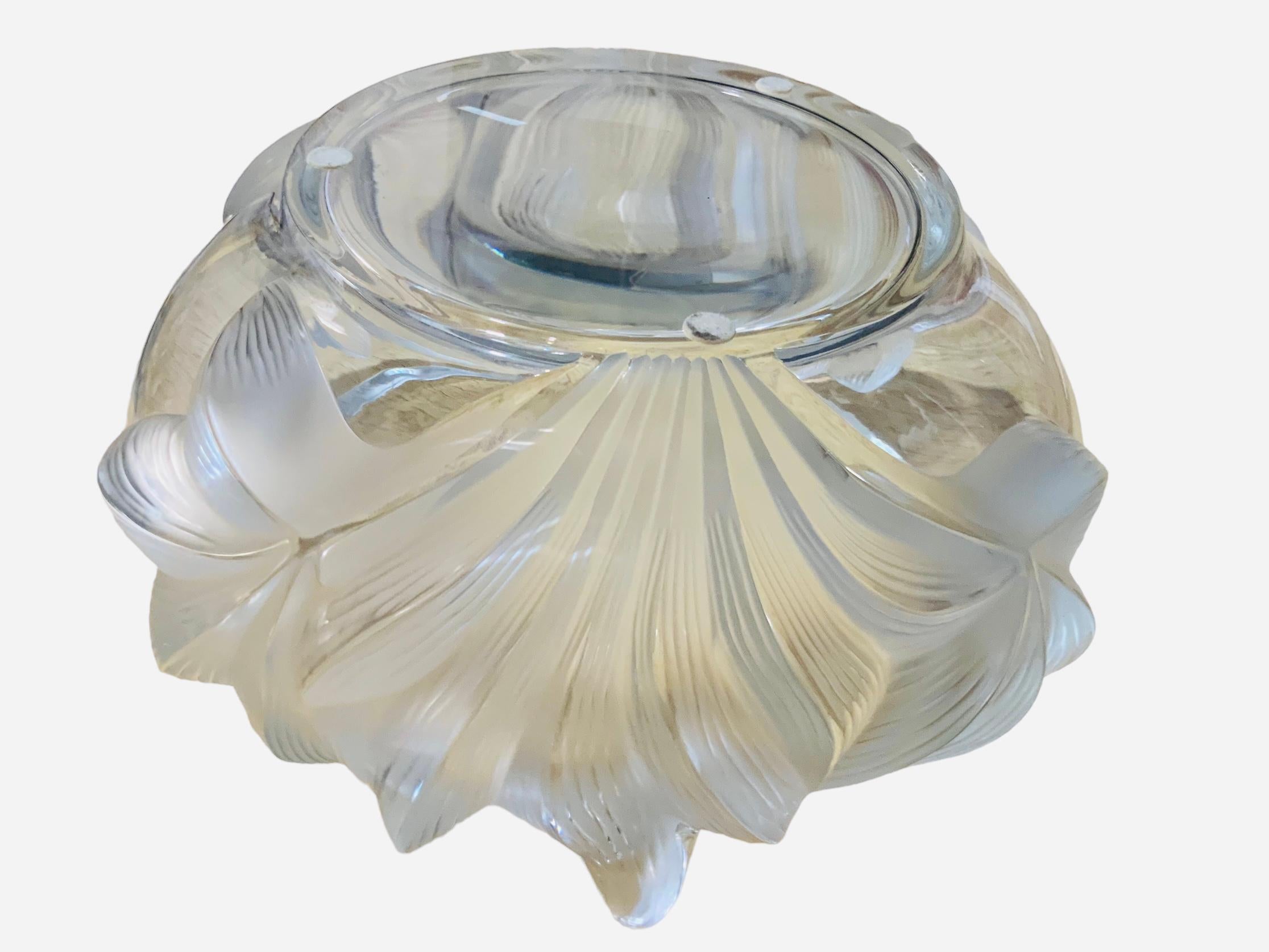 Lalique Crystal “Pivoine Peonies” Large Round Bowl Centerpiece For Sale ...