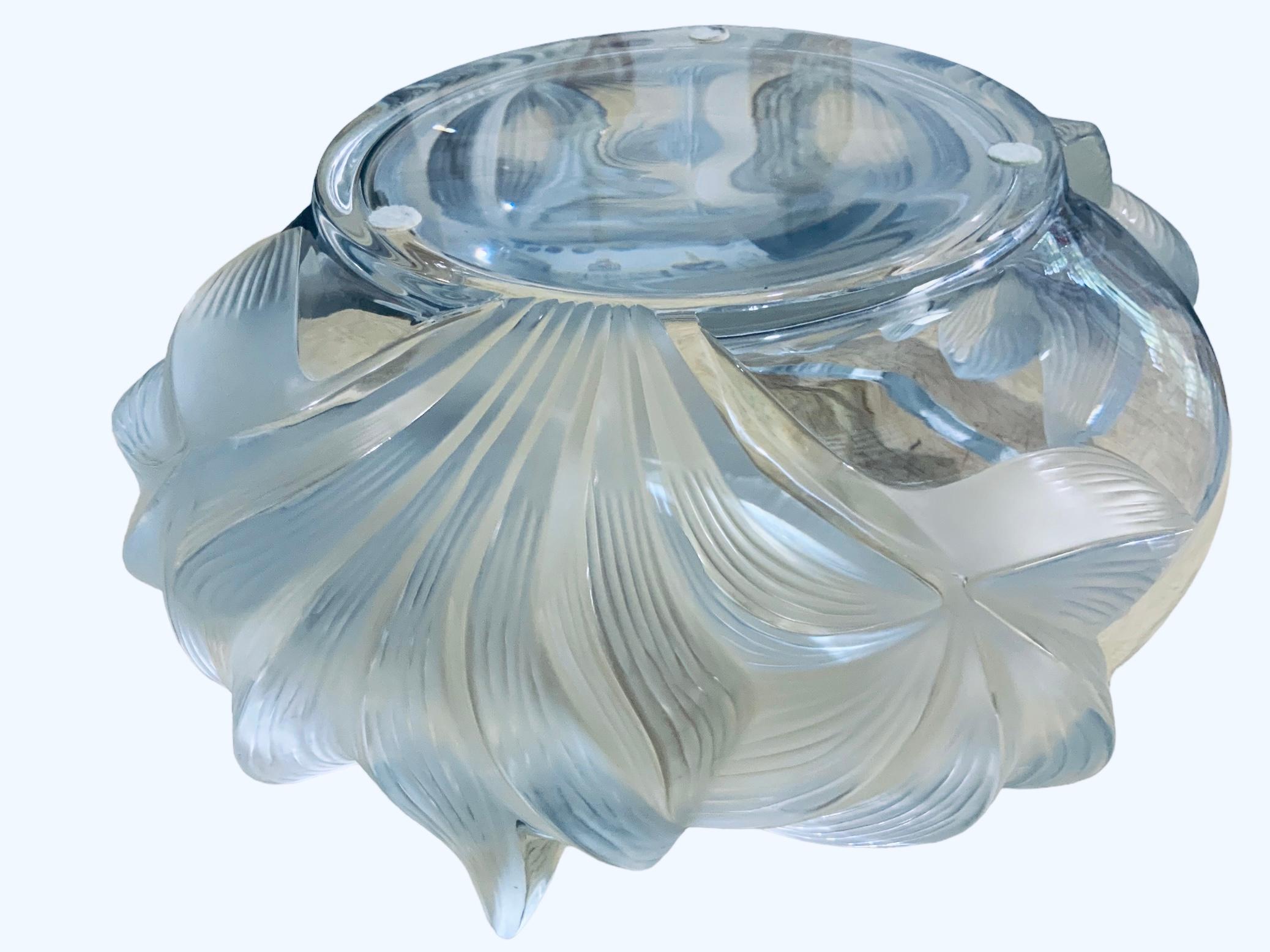 Lalique Crystal “Pivoine Peonies” Large Round Bowl Centerpiece For Sale ...