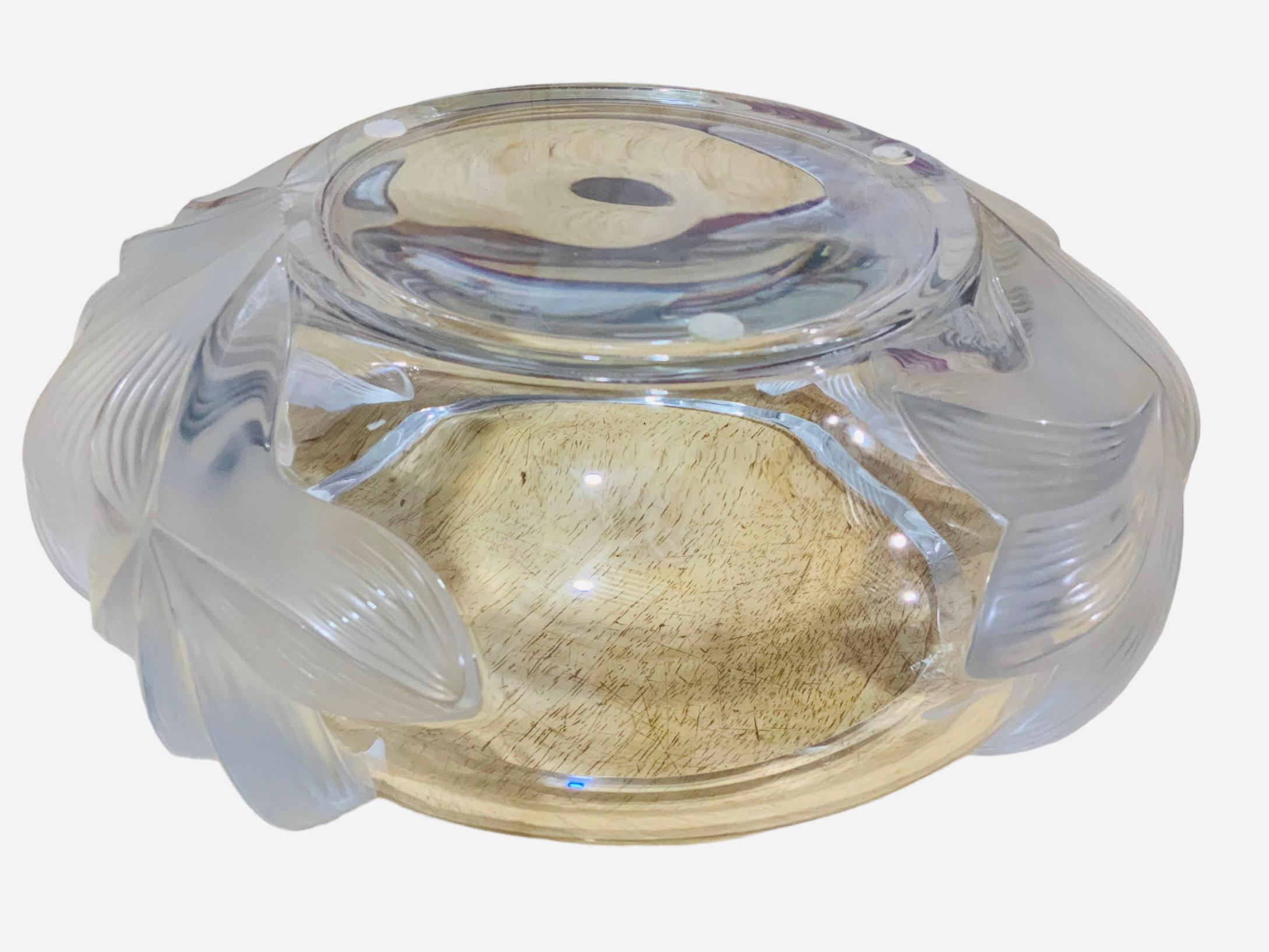 Lalique Crystal “Pivoine Peonies” Large Round Bowl Centerpiece For Sale ...