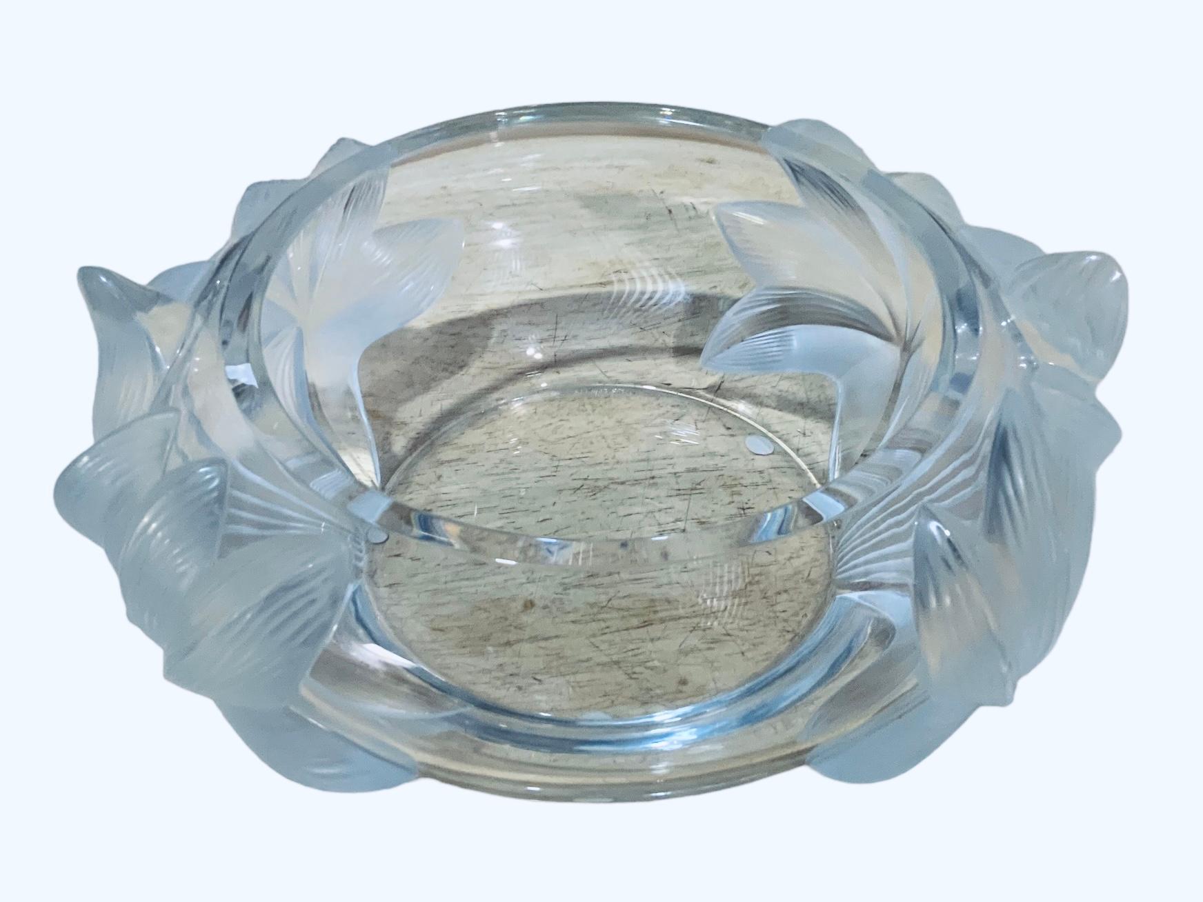 Lalique Crystal “Pivoine Peonies” Large Round Bowl Centerpiece For Sale ...