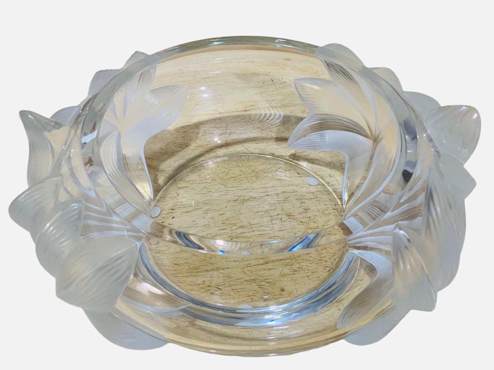 Lalique Crystal “Pivoine Peonies” Large Round Bowl Centerpiece For Sale ...