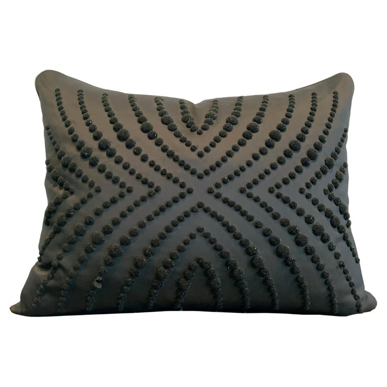 Lalique, Modern Black Silk Scatter Cushion, Hand Beaded Art Deco Design ...