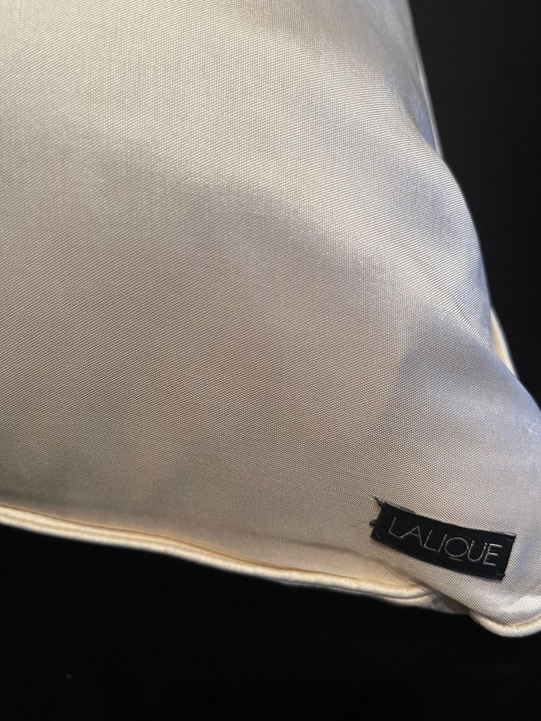 Lalique Demi Coutard Glass Bead and Ivory Silk Piped Edge Rectangular ...