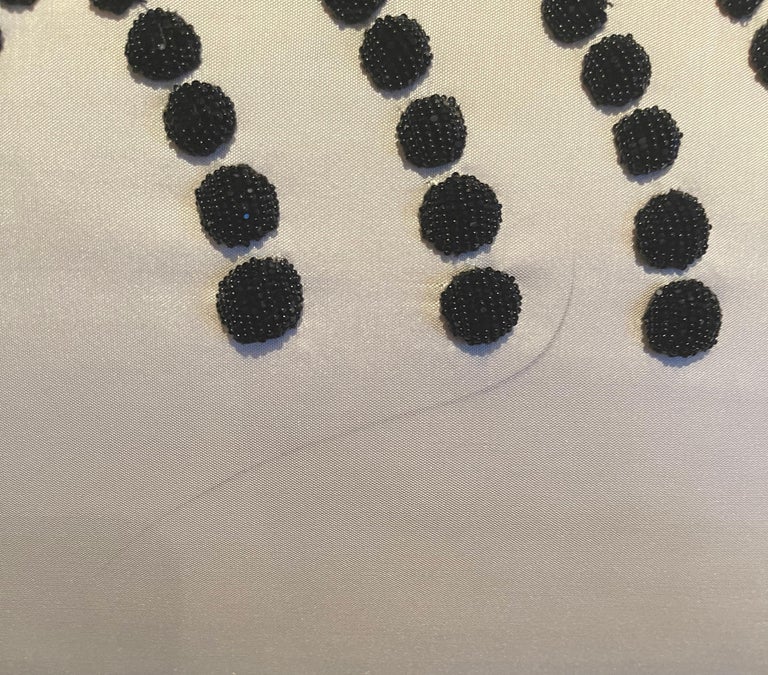 Lalique Demi Coutard Glass Bead and Ivory Silk Piped Edge Rectangular ...