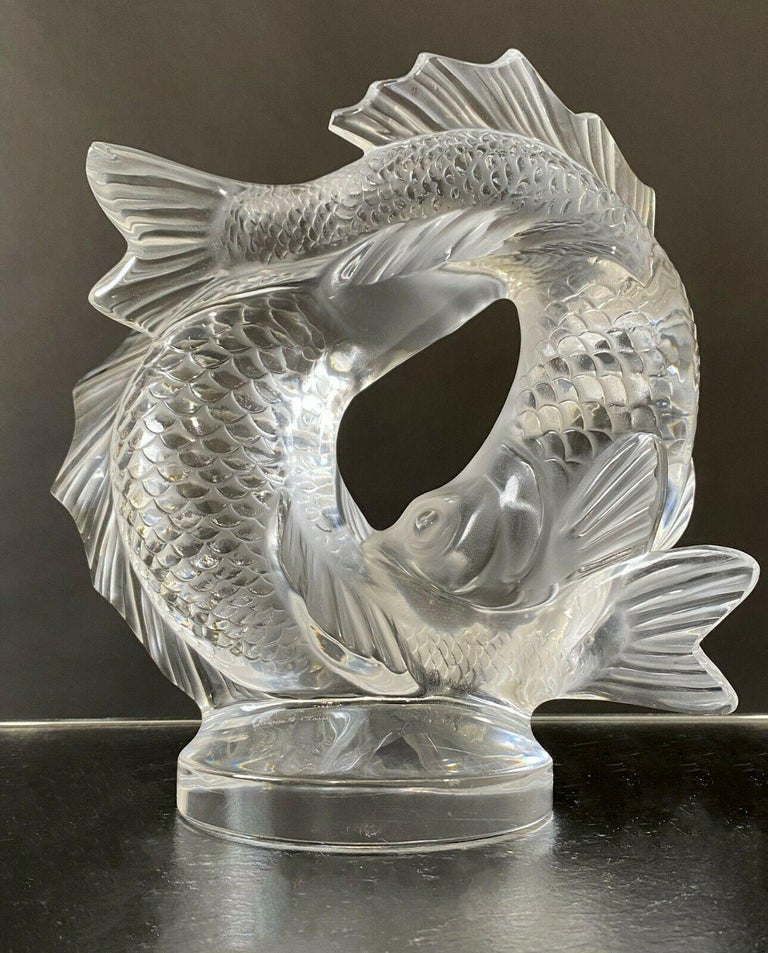 Lalique Double Koi Fish Crystal Glass Table Sculpture at 1stDibs ...
