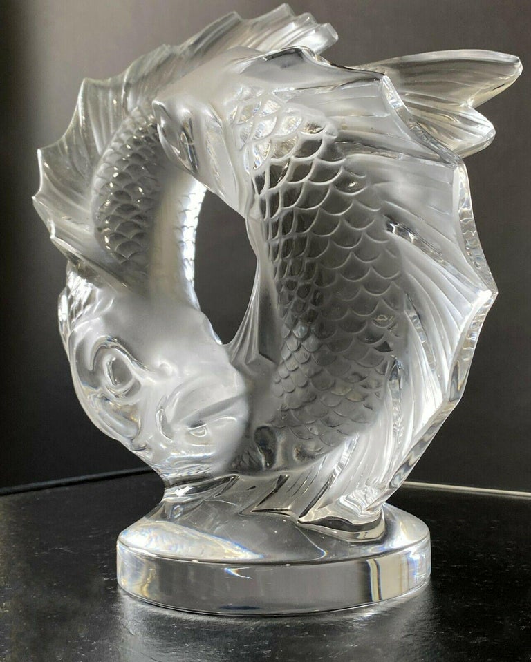 Lalique Double Koi Fish Crystal Glass Table Sculpture at 1stDibs ...