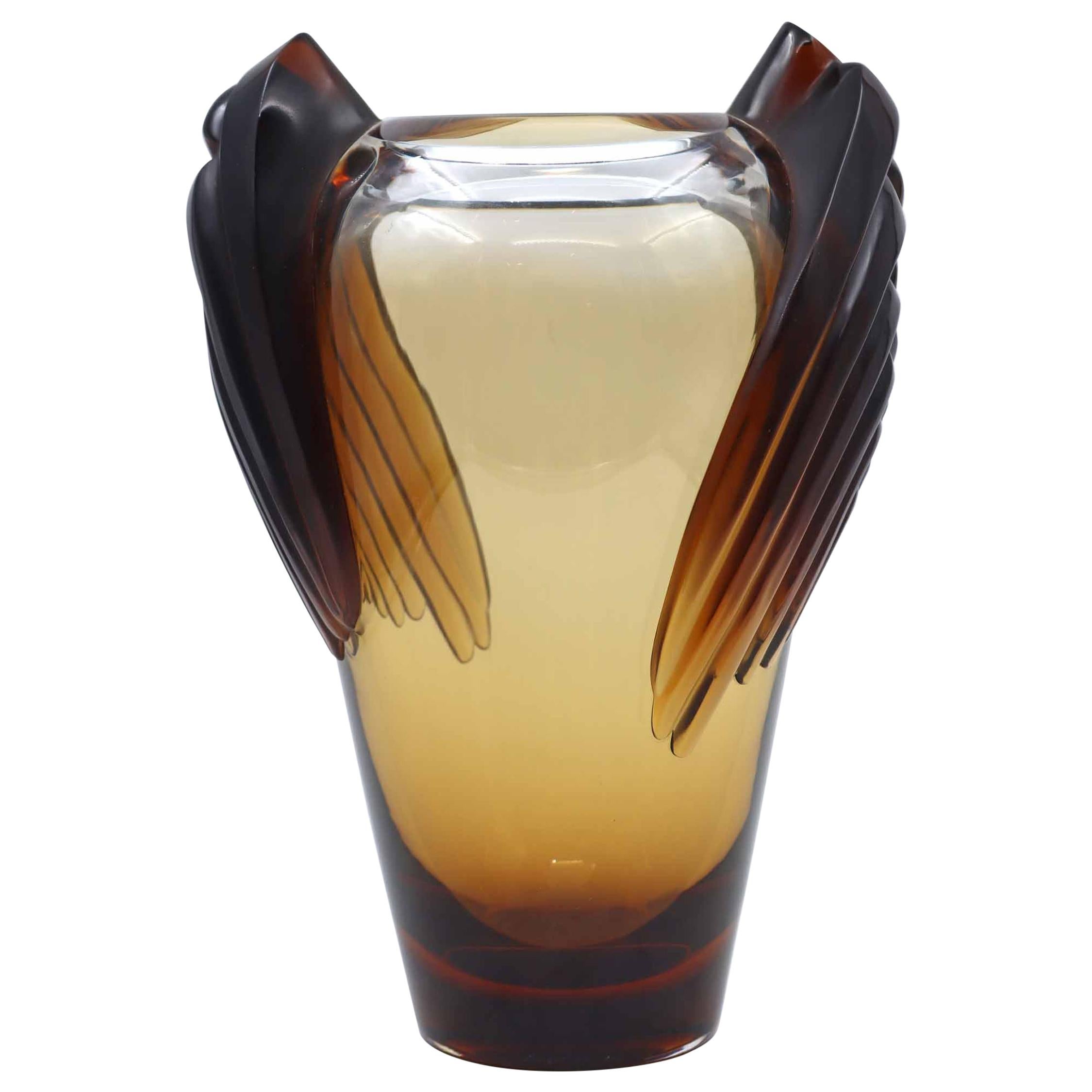 Lalique Limited Edition Poseidon Vase with Amber Seahorse Motif at 1stDibs