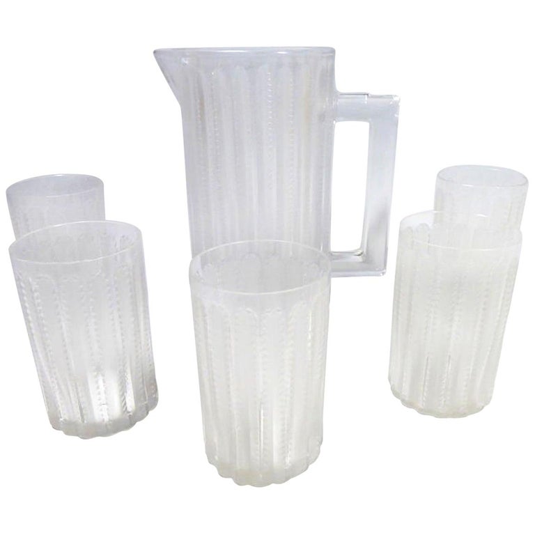 Lalique France "Jaffa" Lemonade Service, Pitcher and Six Glasses at 1stDibs