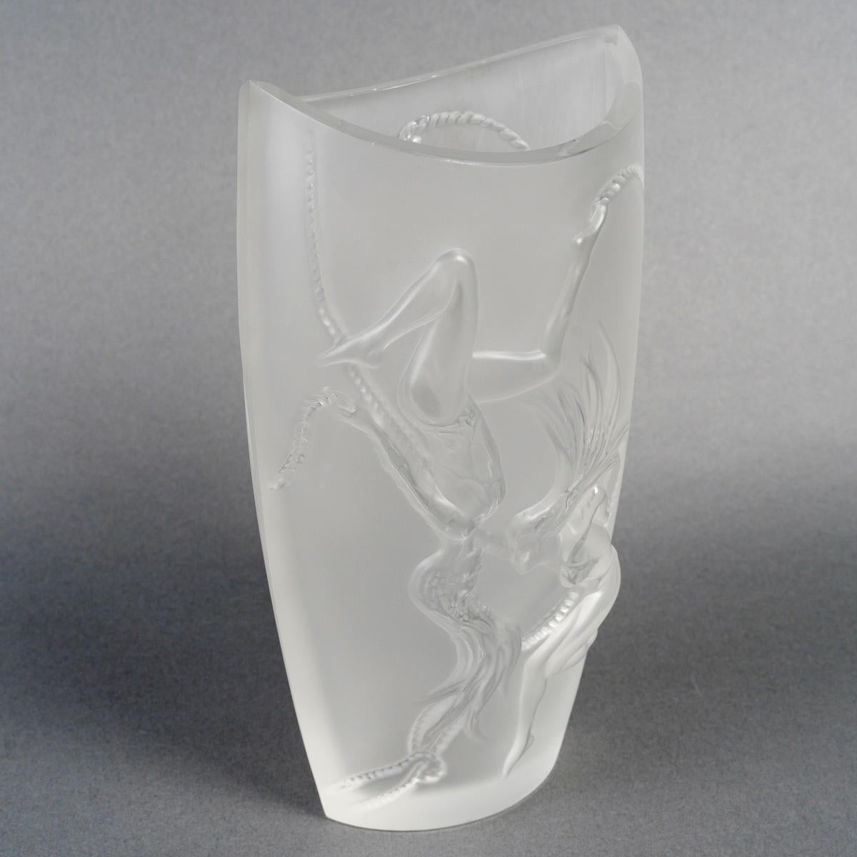 Lalique France - Vase Cordes Trapeze Crystal For Sale at 1stDibs