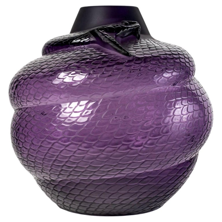 Lalique France - Vase Serpent Snake Purple Crystal N°44/88 New Box and ...