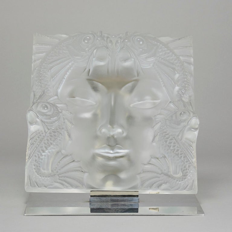 Lalique Frosted Glass Plaque Entitled "Masque De Femme" by Marc Lalique ...