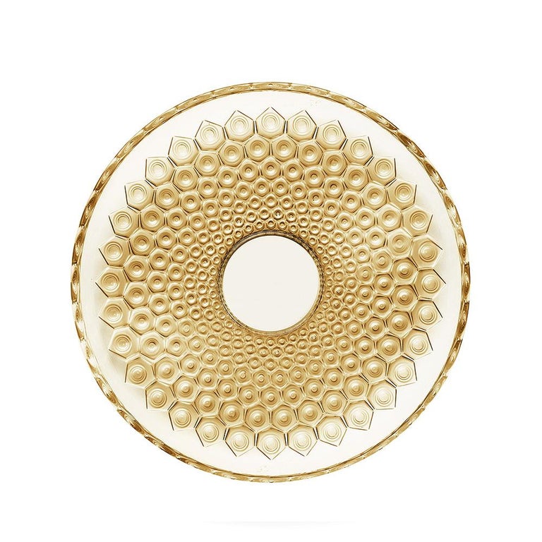 Lalique Rayons Bowl in Gold Luster Crystal For Sale at 1stDibs