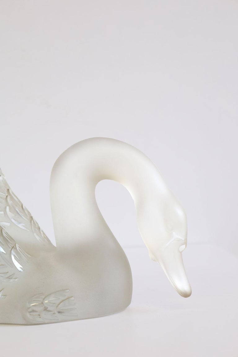 Lalique Swan Head Down Sculpture For Sale at 1stDibs