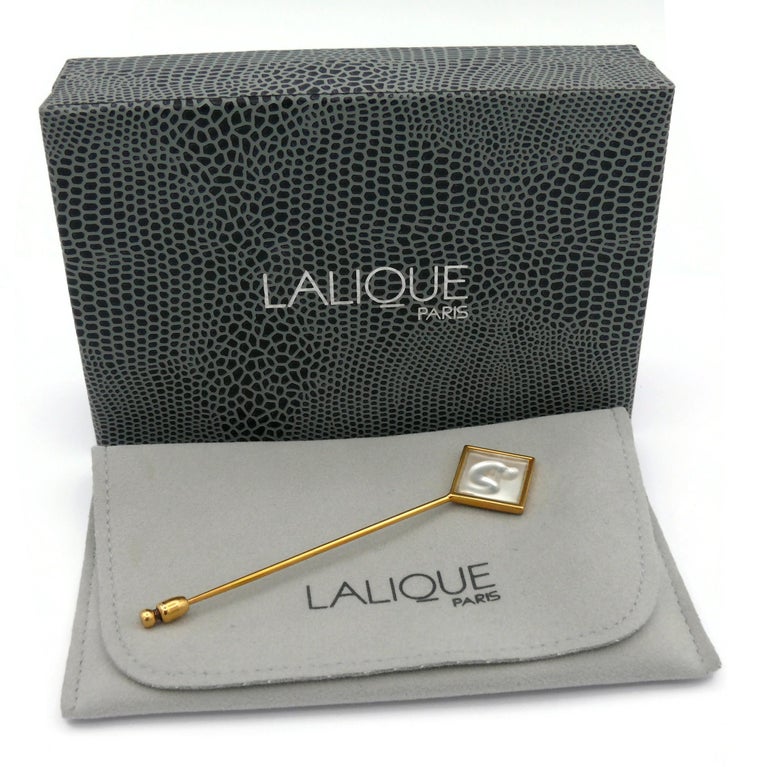 LALIQUE Vintage Crystal Ondine Lapel Pin For Sale at 1stDibs