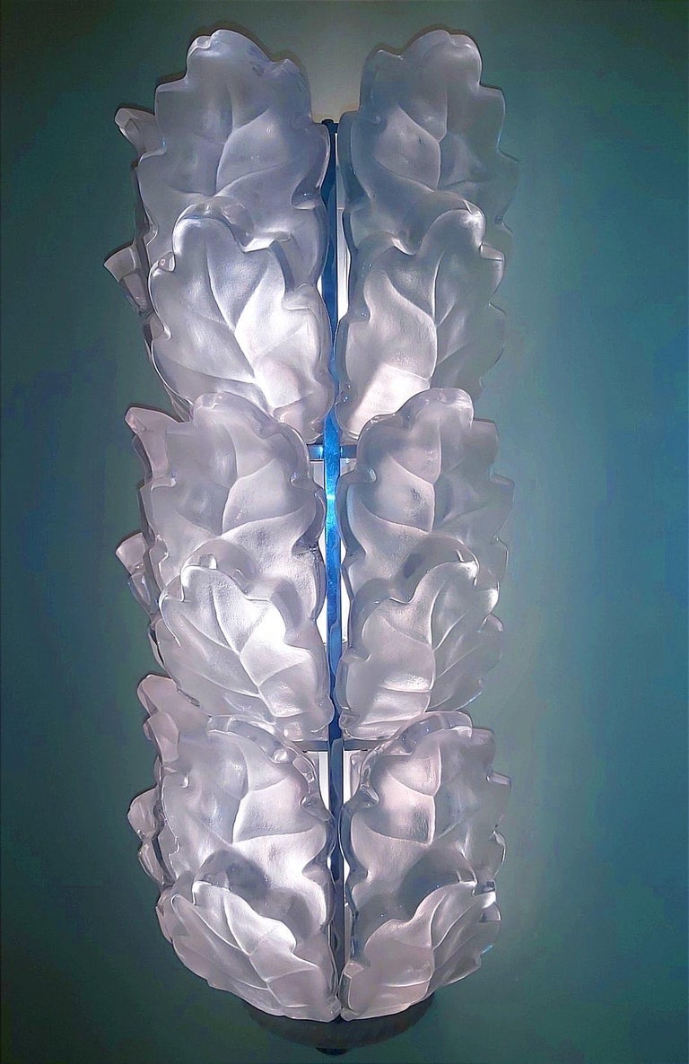Lalique Wall Lighting Model Chêne! 3 Level Chrome, France, 2000 For ...
