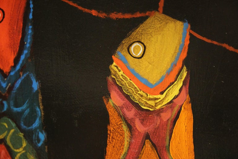 Lamar Briggs - Large Untitled Warm Tonal Cubist Fish Painting at 1stDibs