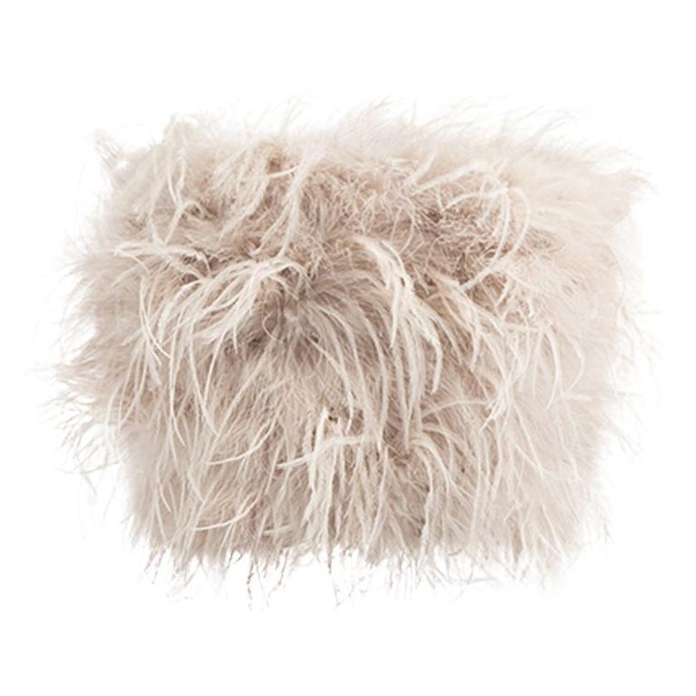 Lamarque Women's Beige Feather Strapless Crop Top For Sale at 1stDibs
